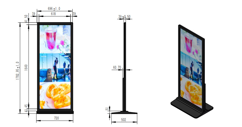 China Floor Standing 68” LCD Portable Digital Poster Display