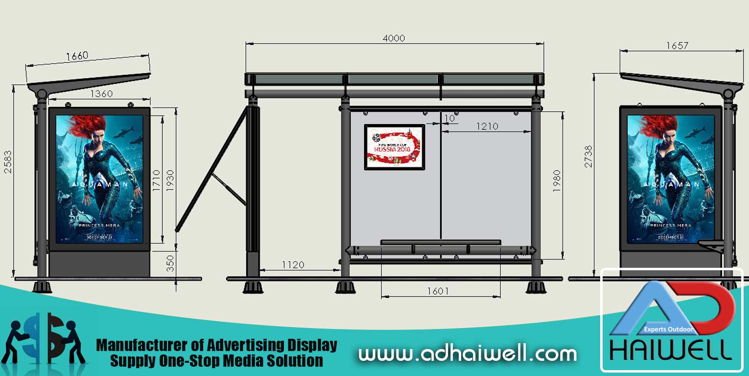 City Outdoor Bus Stop Shelter Advertising Street Display Light Box ...