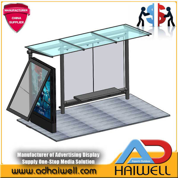 City Outdoor Bus Stop Shelter Advertising Street Display Light Box ...
